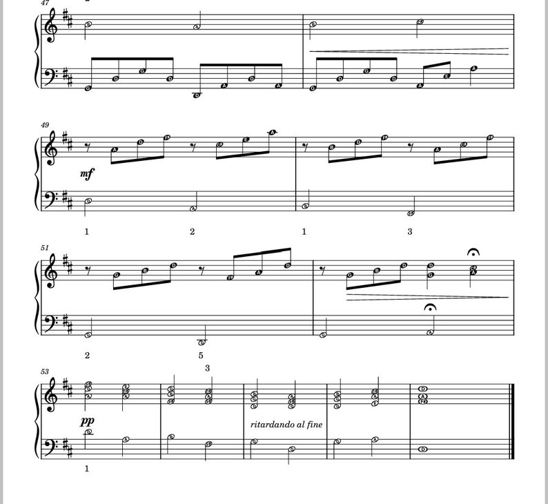 Canon in D (grade 3) Digital Piano Sheet With Note Guide and MP3 Sample ...