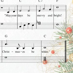 White Christmas for Kids - Piano Sheet Music Score With Note Names and ...