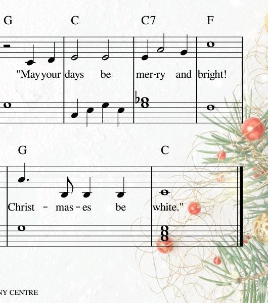 White Christmas for Kids - Piano Sheet Music Score With Note Names and ...