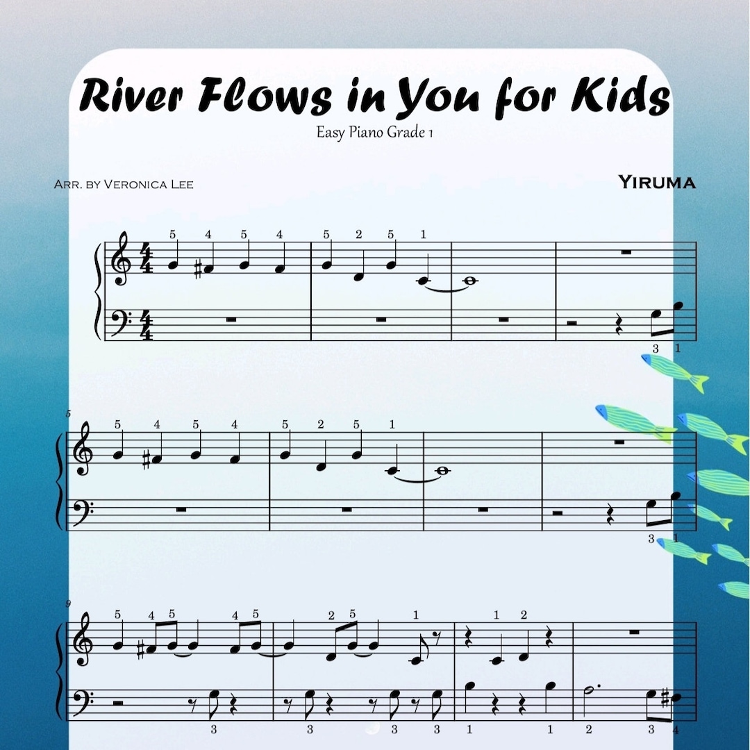 River Flows in You for Kids | Attractive Piano Sheet Music Score - Etsy