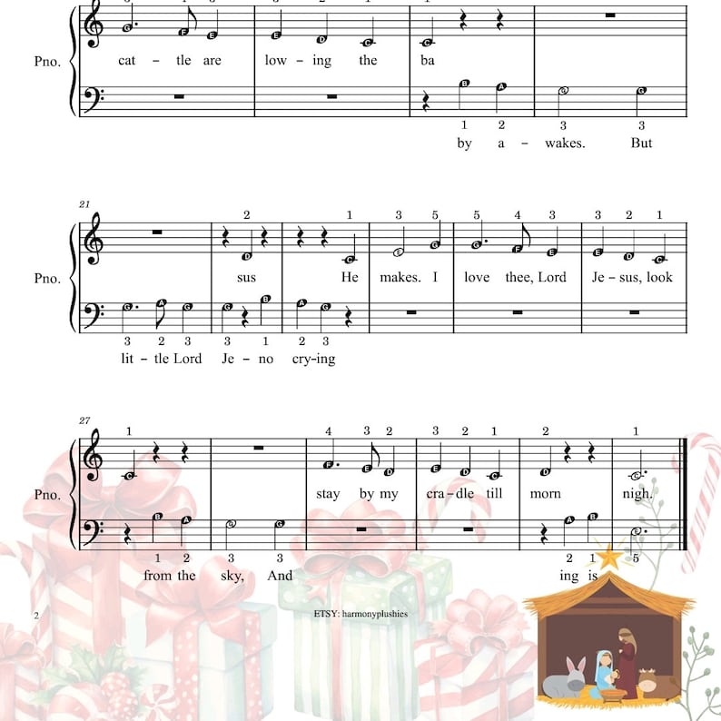 Away in a Manger for Kids | Attractive Piano Sheet Music Score With ...