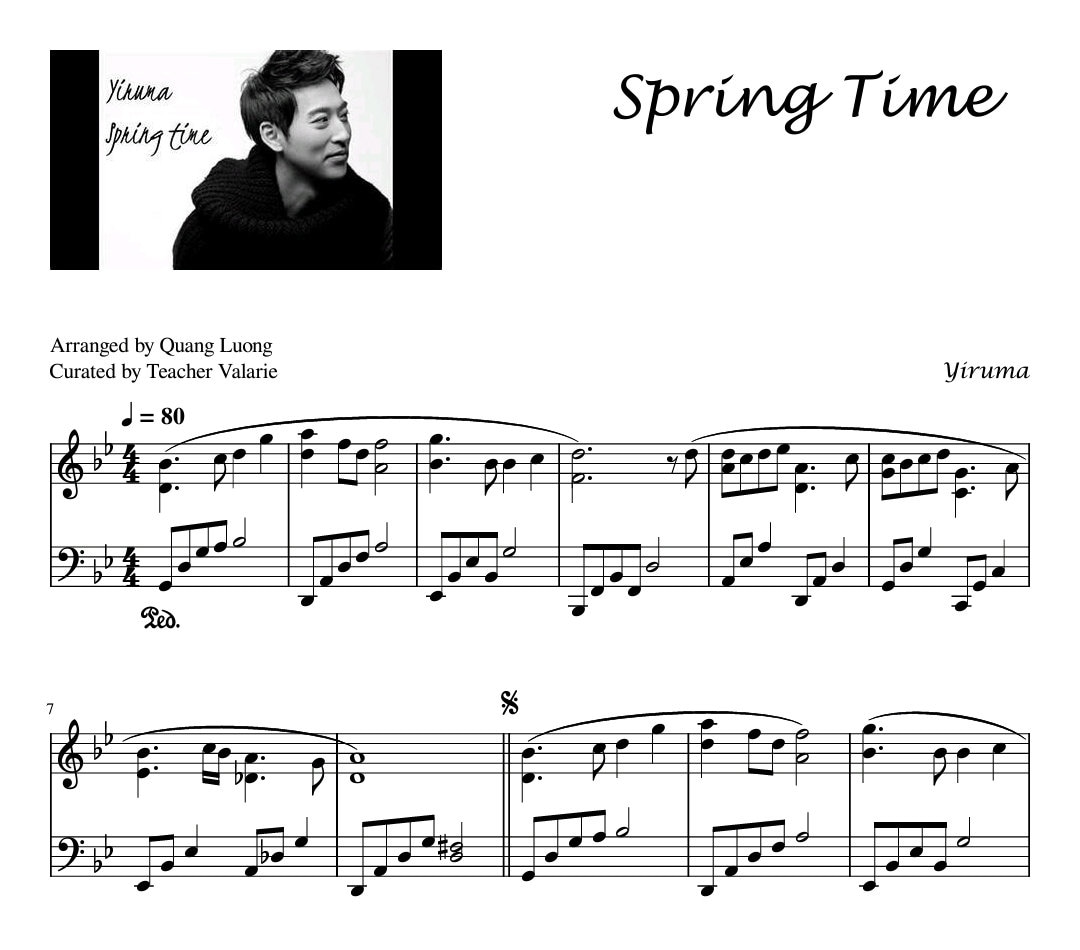 Spring Time by Yiruma | Romantic Piano Sheet Music Score Seasons ...