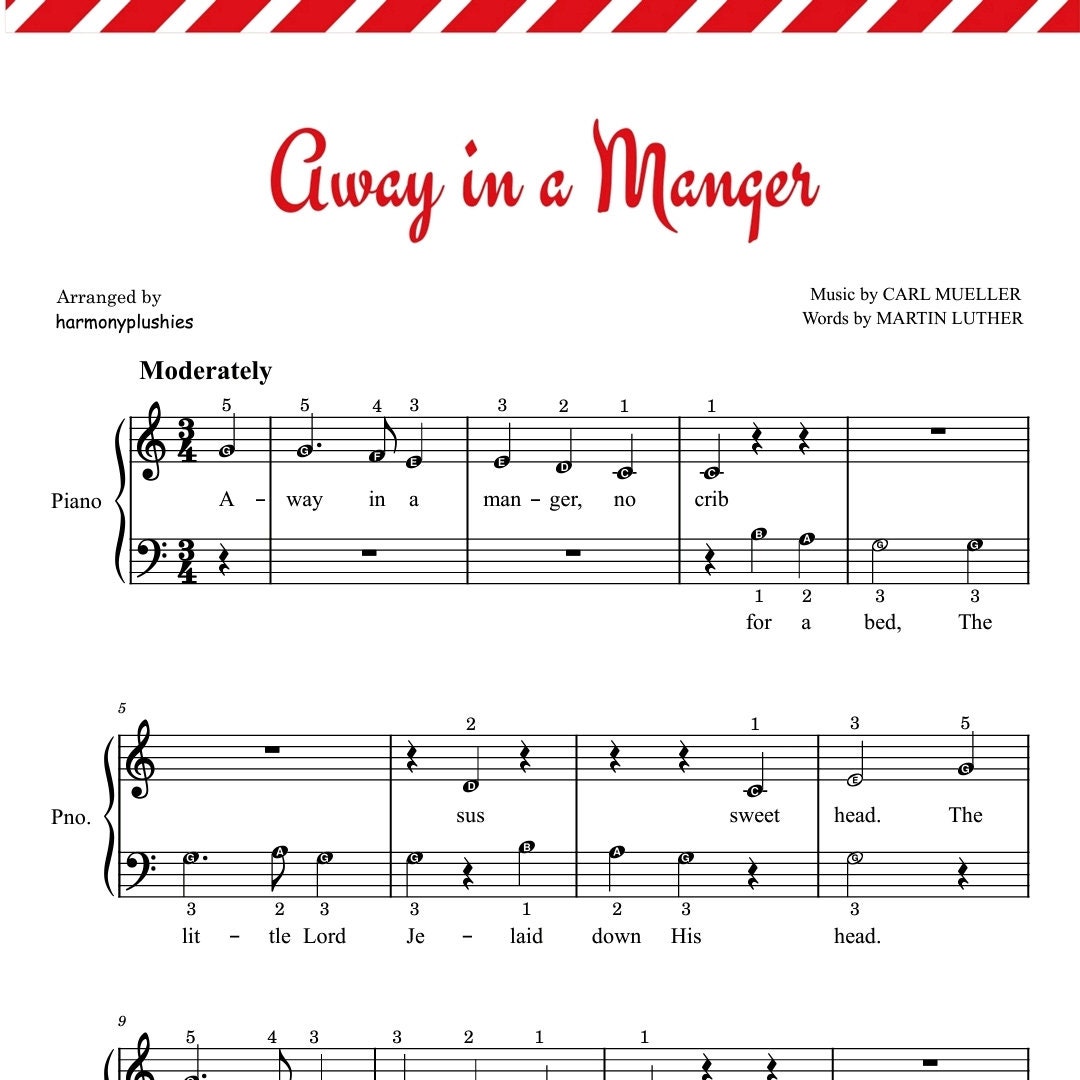 Away in a Manger for Kids | Attractive Piano Sheet Music Score With ...