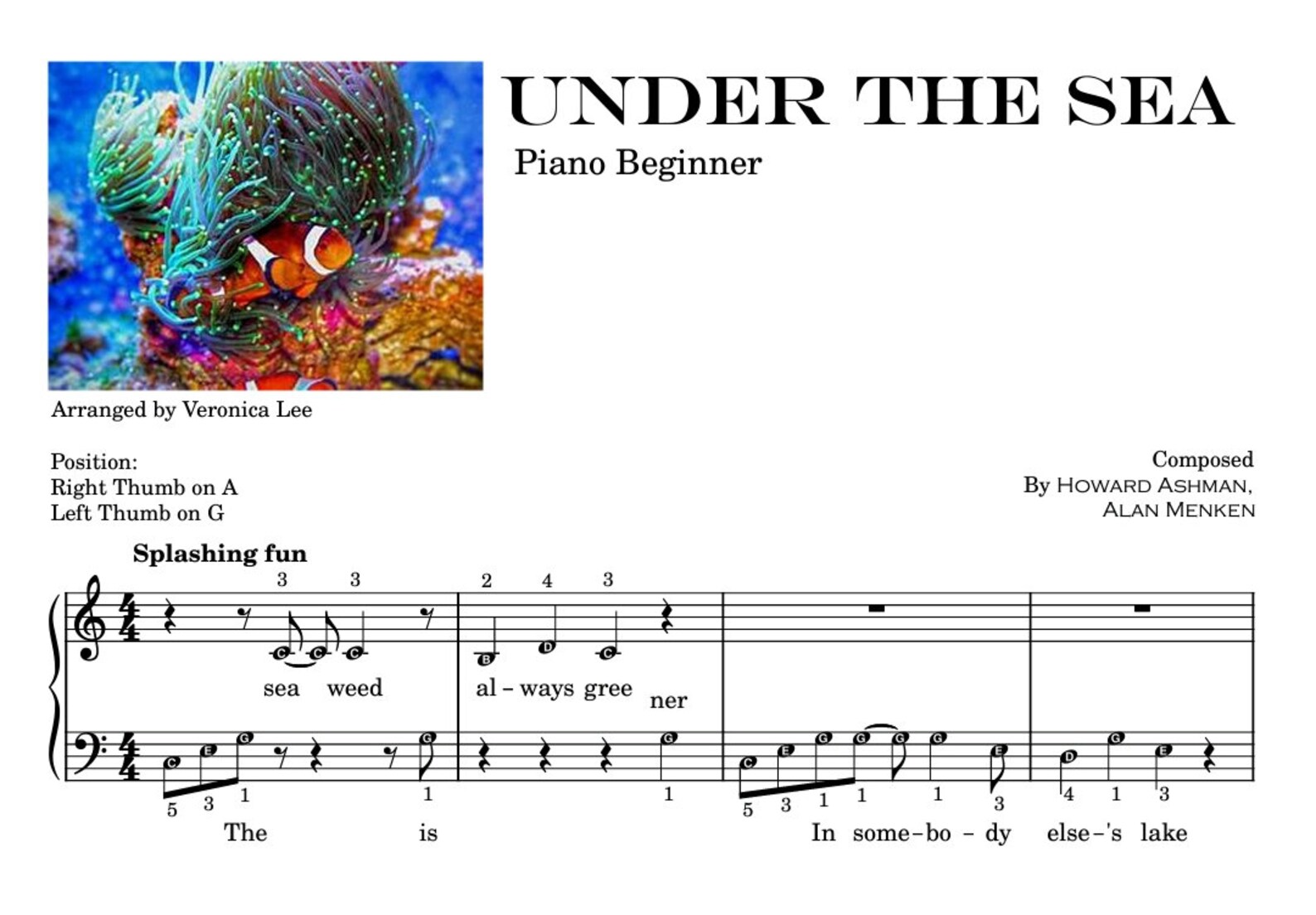 Under the Sea Digital Piano Sheet and MP3 Audio Sample - Etsy