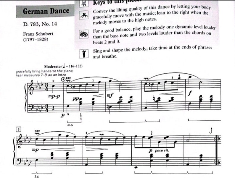 German Dance no. 14 grade 4 Piano Sheet With Artistic Performance ...