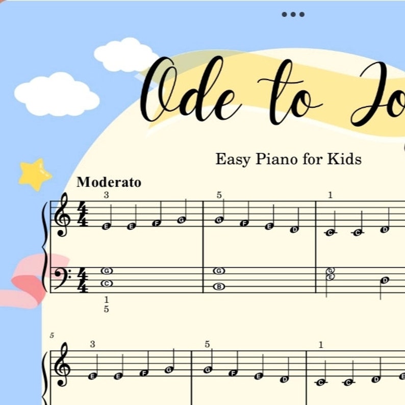 Ode to Joy for Kids - Attractive Piano Sheet Music Score - Etsy