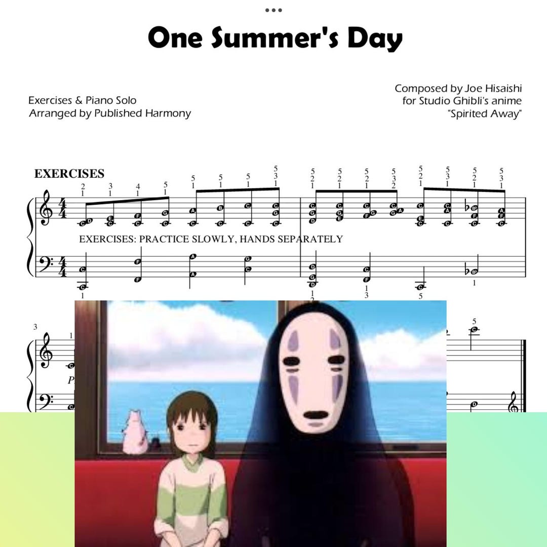 One Summers Day | Spirited Away Soundtrack Piano Sheet Music Score With ...