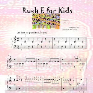 Rush E for Kids | Attractive Piano Sheet Music Score With Note Names ...