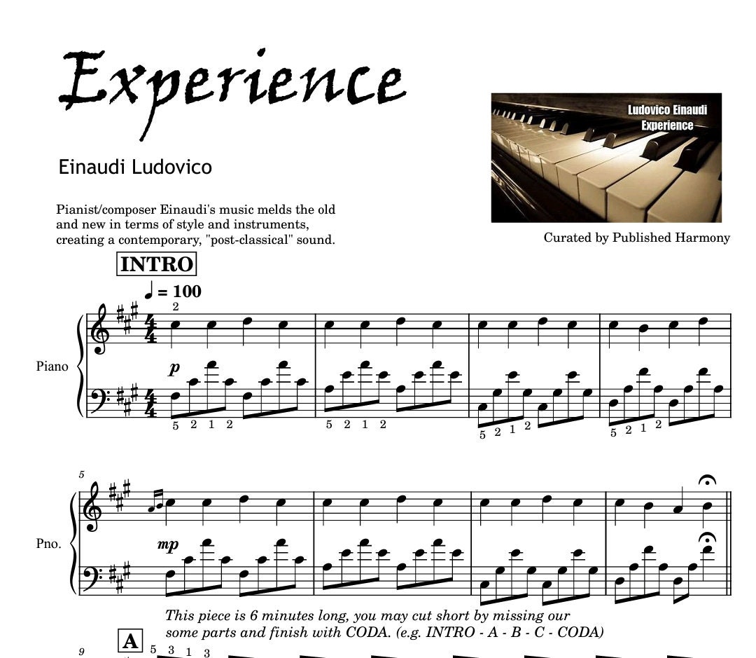 Experience (grade 6) Digital Piano Sheet and MP3 Sample - Etsy