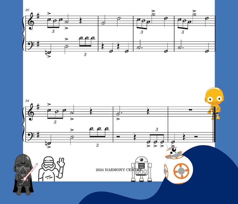 Star Wars for Kids | Attractive Piano Sheet Music Score With Note Names ...