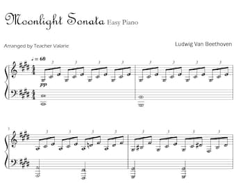 Moonlight Sonata for Kids | Easy Piano Sheet With Note Names, Easy ...