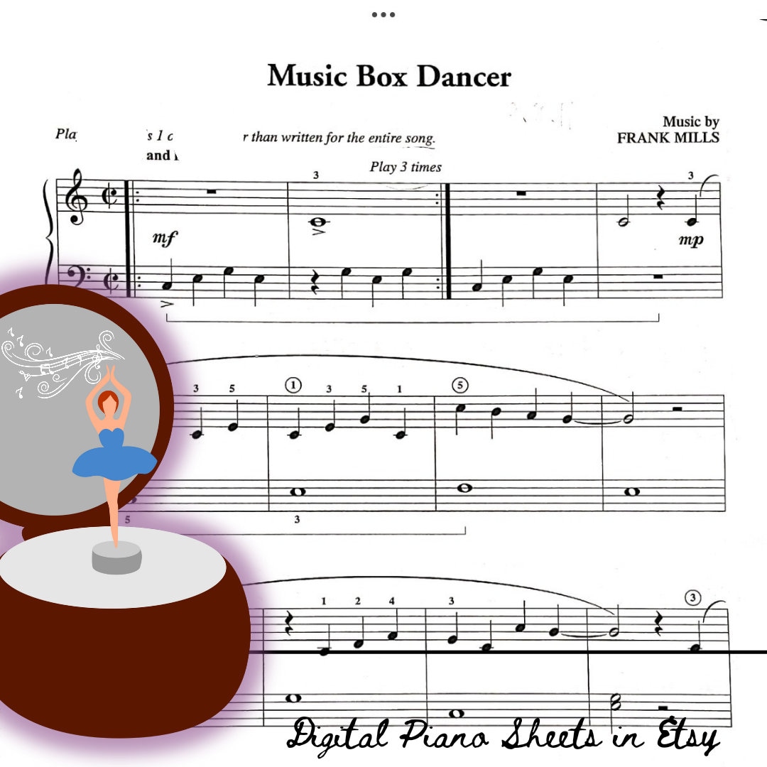 Music Box Dancer for Kids | Easy Grade 1 Piano Sheet Music Score - Etsy