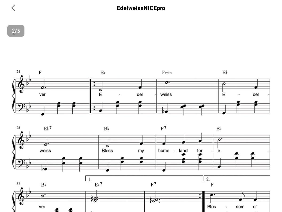 Edelweiss | Piano Sheet Music Score Educational - Etsy