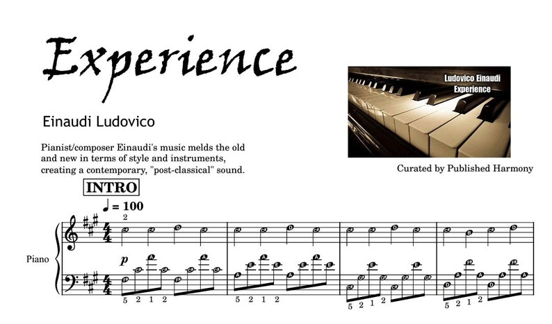 Experience (grade 6) Digital Piano Sheet and MP3 Sample - Etsy