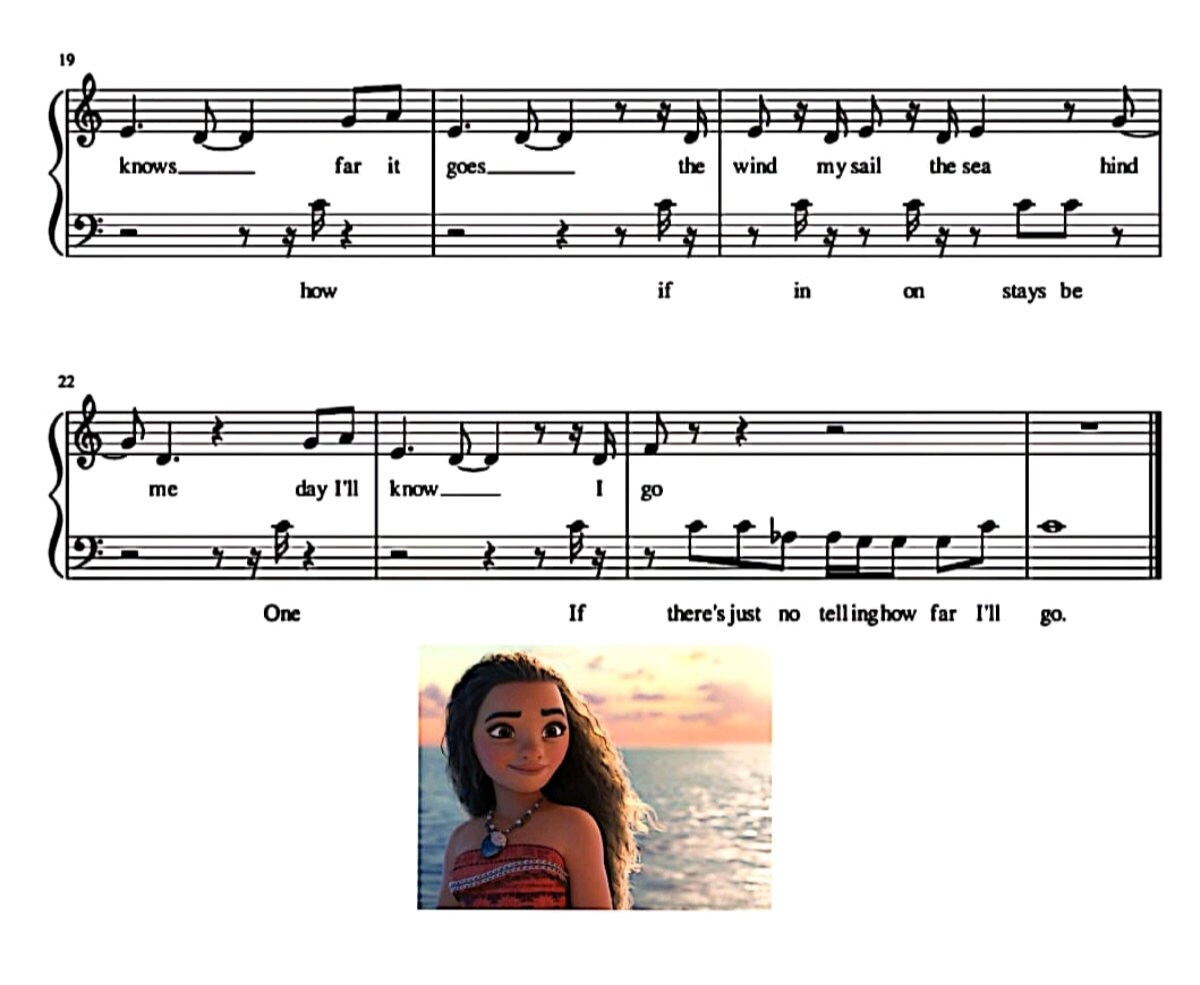 How Far I'll Go by Moana for Piano Beginners Kids Easy Piano - Etsy