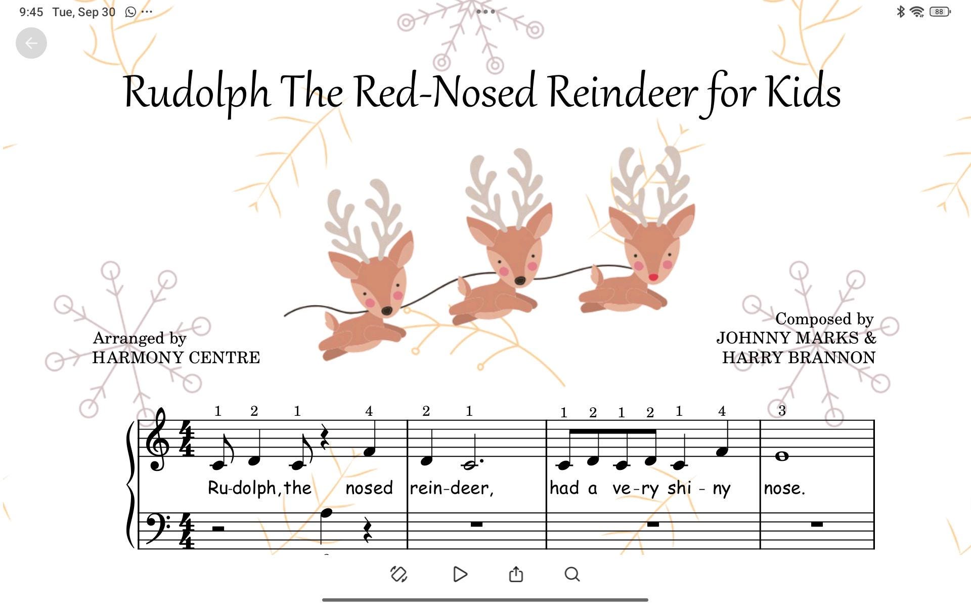 Rudolph the Red Nosed Reindeer for Kids | Piano Sheet Music Score for ...