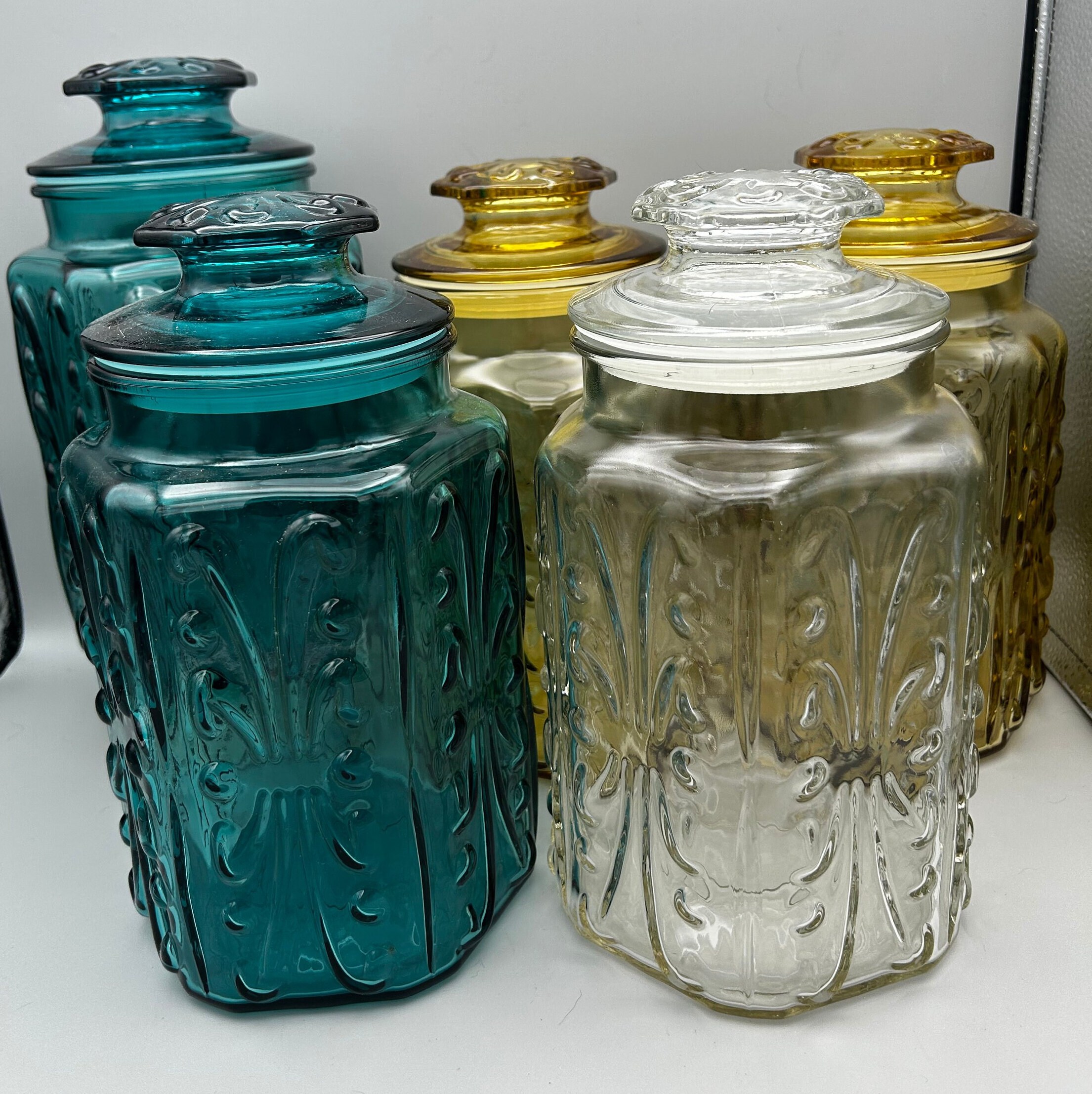 Federal Glass Show Off Canisters Etsy