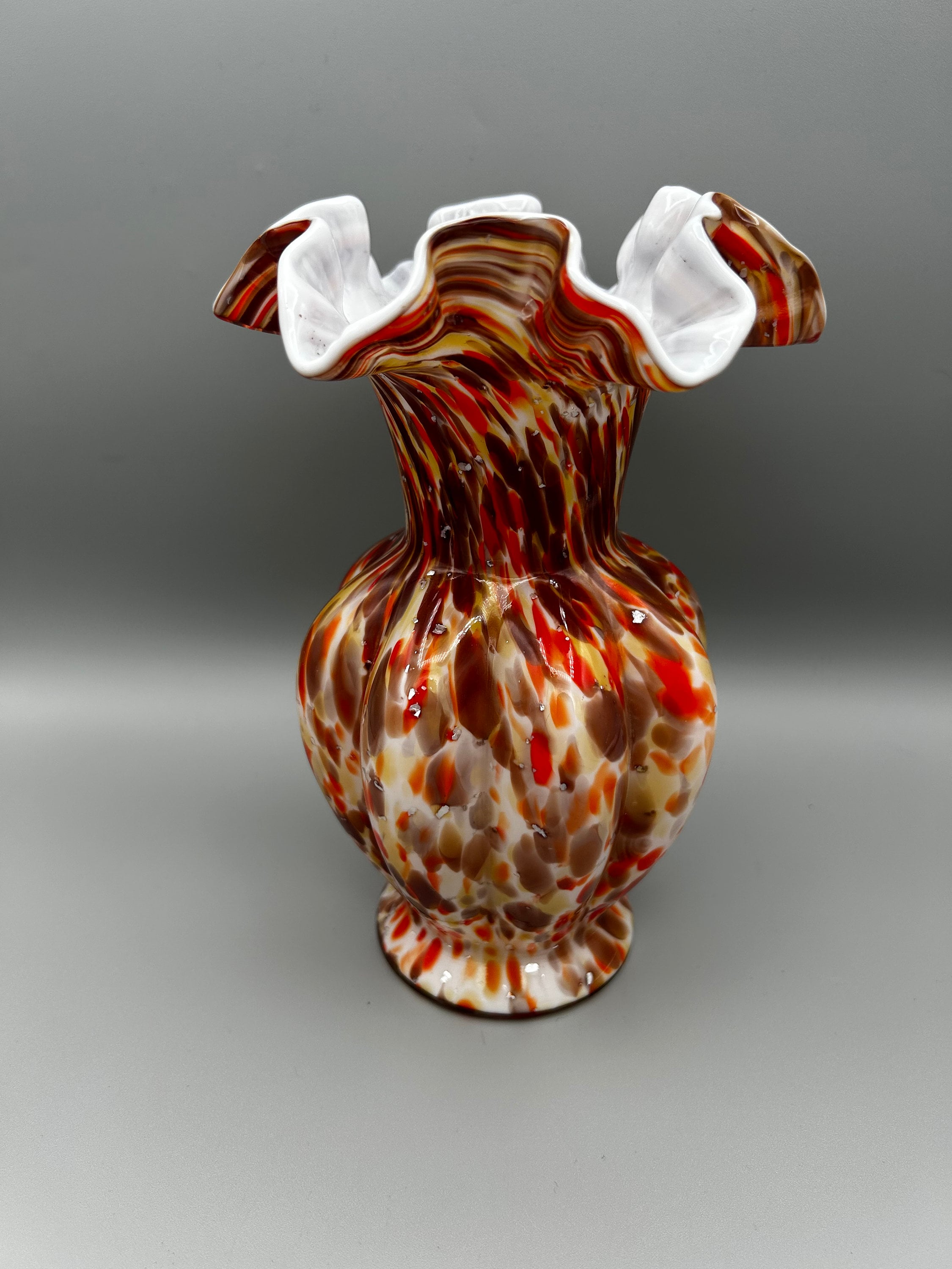 Fenton Vasa Murrhina Autumn Orange Ruffled Large Vase - Etsy