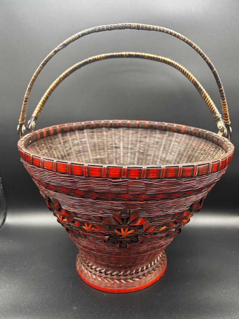 Vintage Red Chinese Basket - Etsy