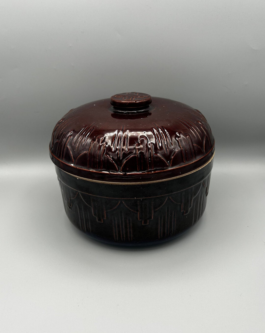 Vintage Ruckels Stoneware Brown Lidded Round Casserole Baking Dish - Etsy