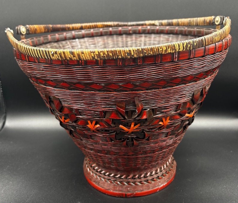 Vintage Red Chinese Basket - Etsy