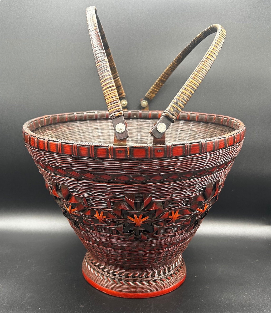Vintage Red Chinese Basket - Etsy