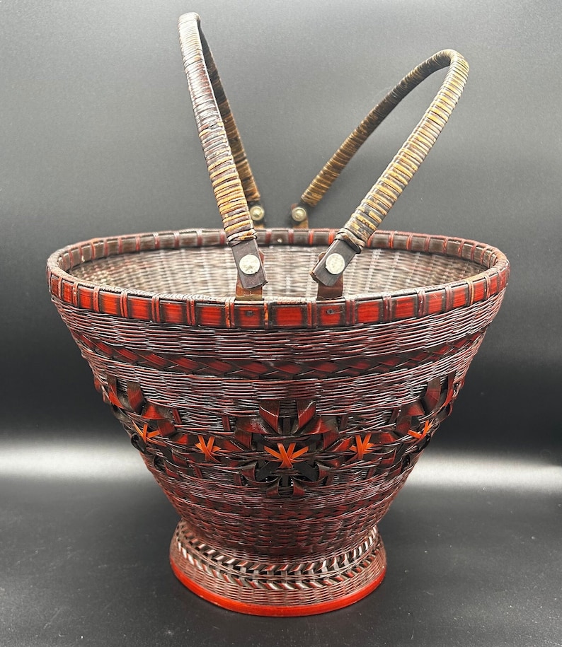 Vintage Red Chinese Basket - Etsy