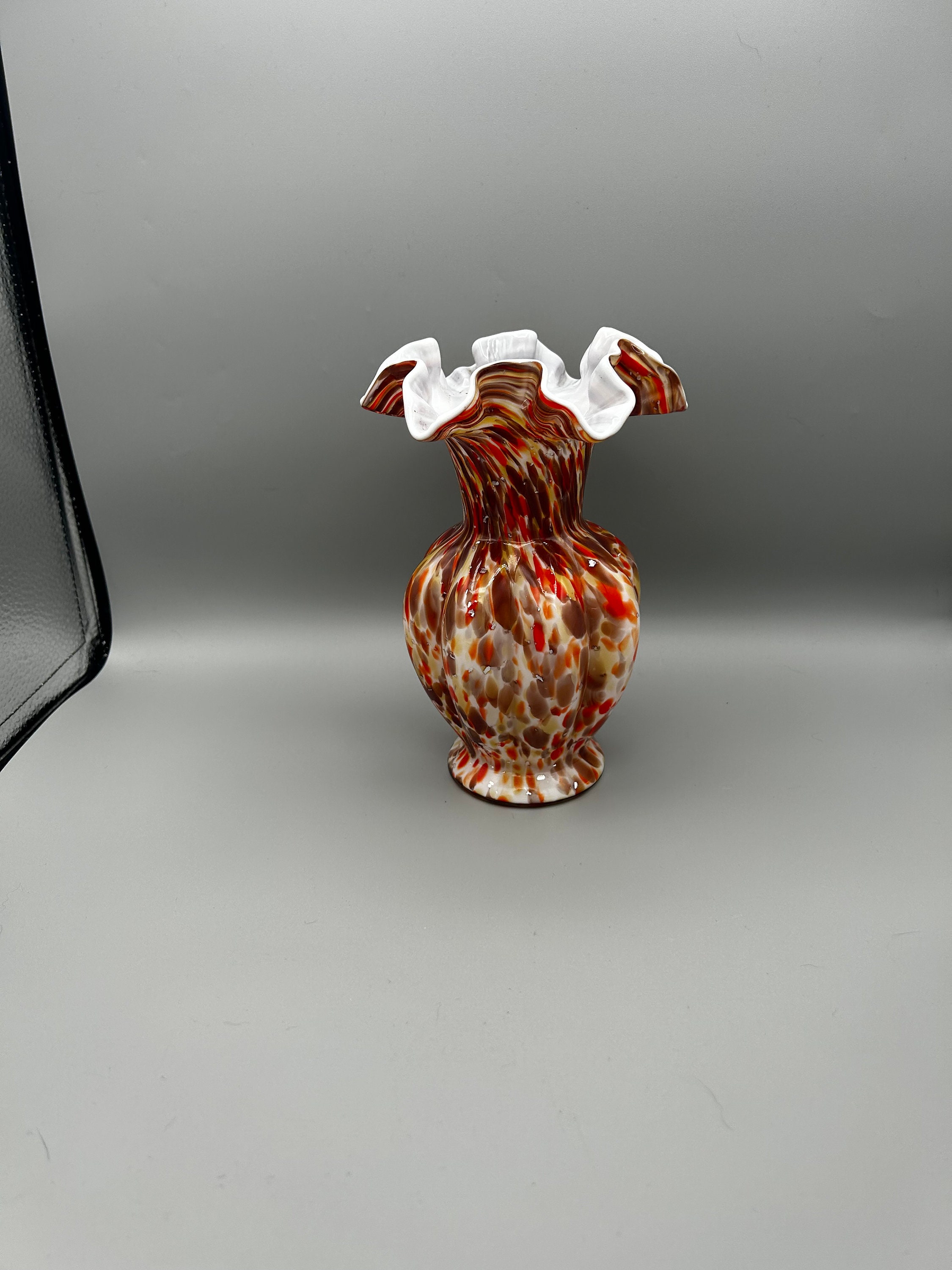 Fenton Vasa Murrhina Autumn Orange Ruffled Large Vase - Etsy