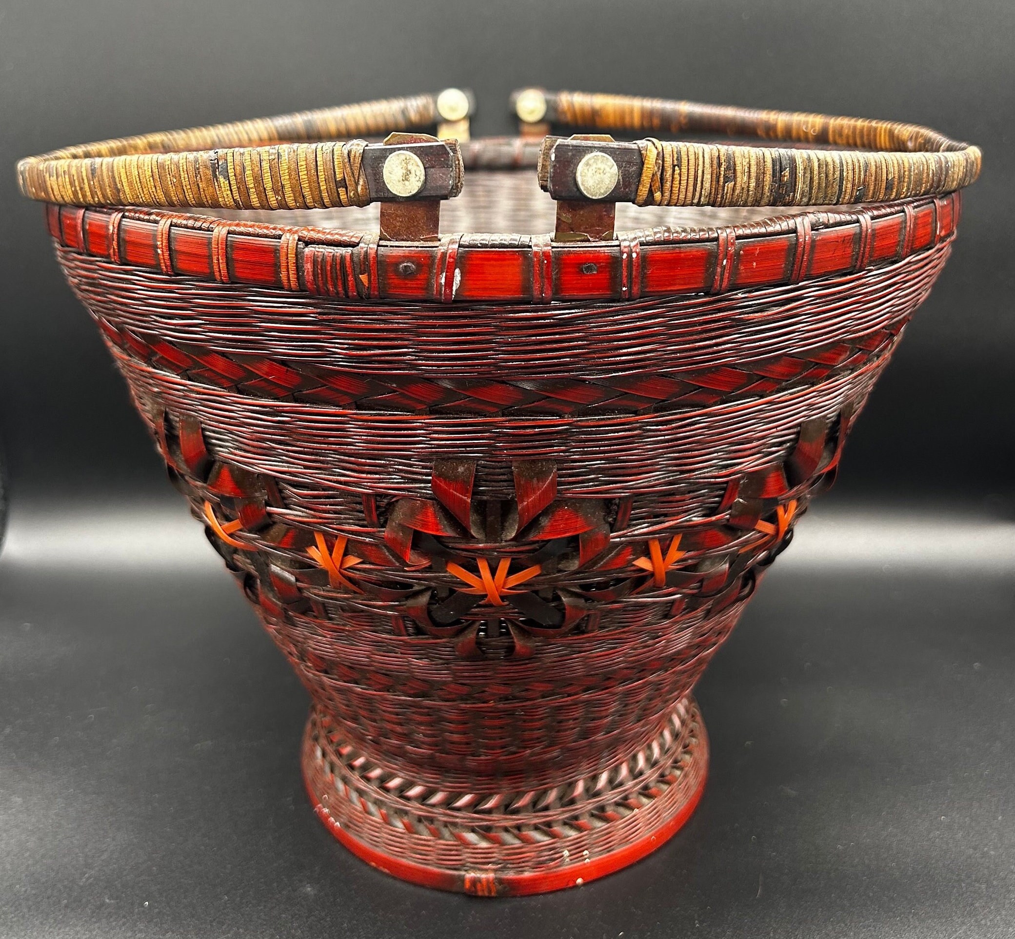 Vintage Red Chinese Basket - Etsy