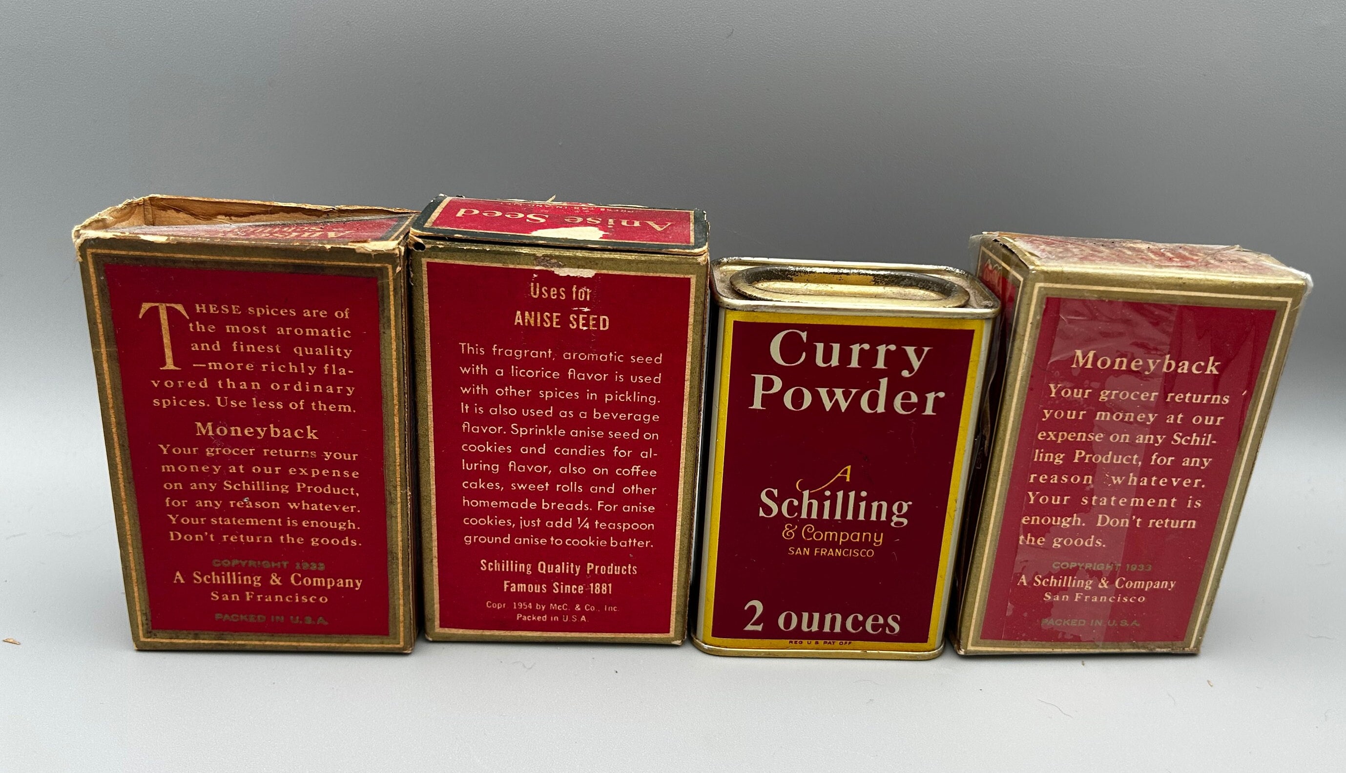 Set of 4 Schilling Spice Boxes and Tin Curry Powder - Etsy