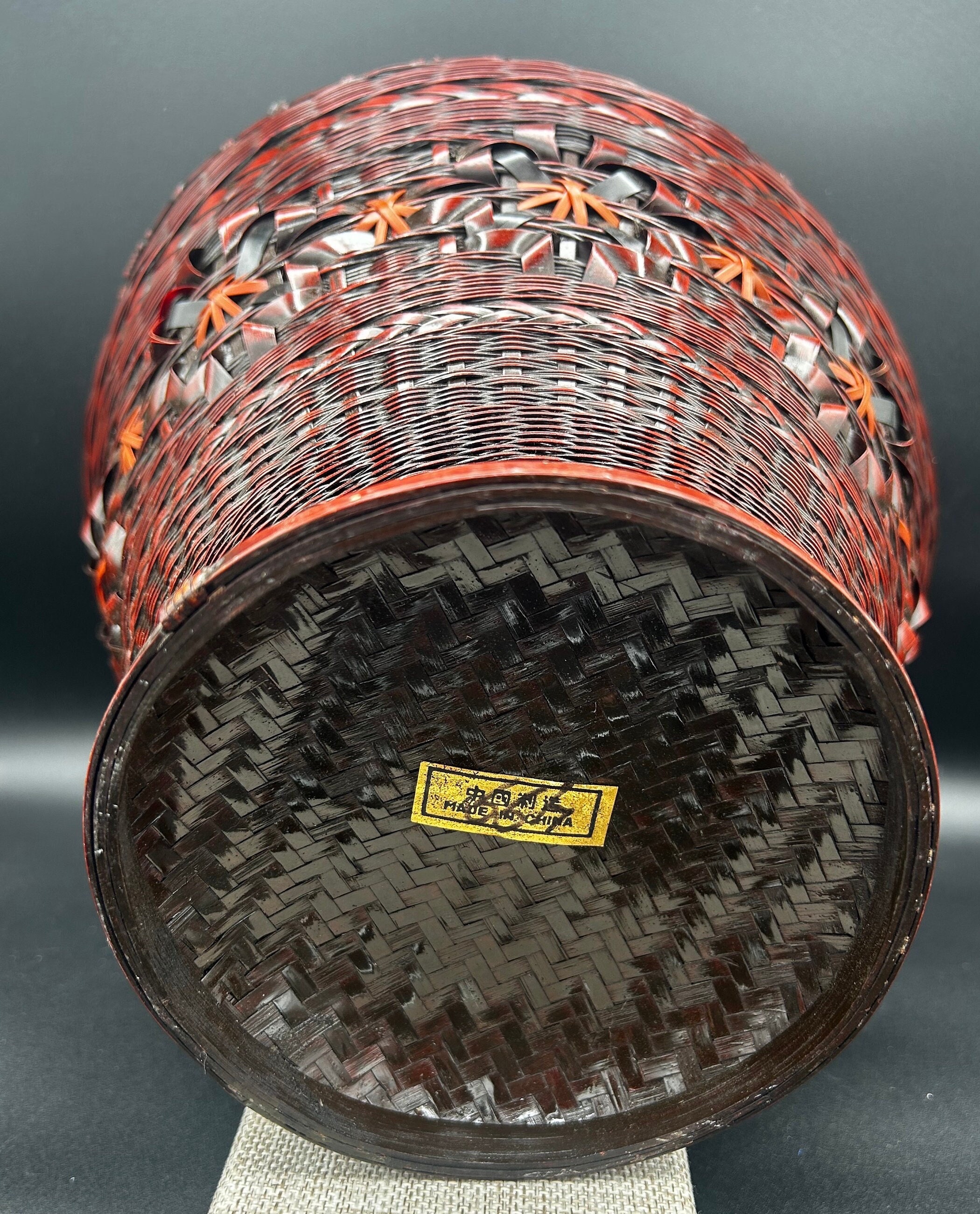 Vintage Red Chinese Basket - Etsy