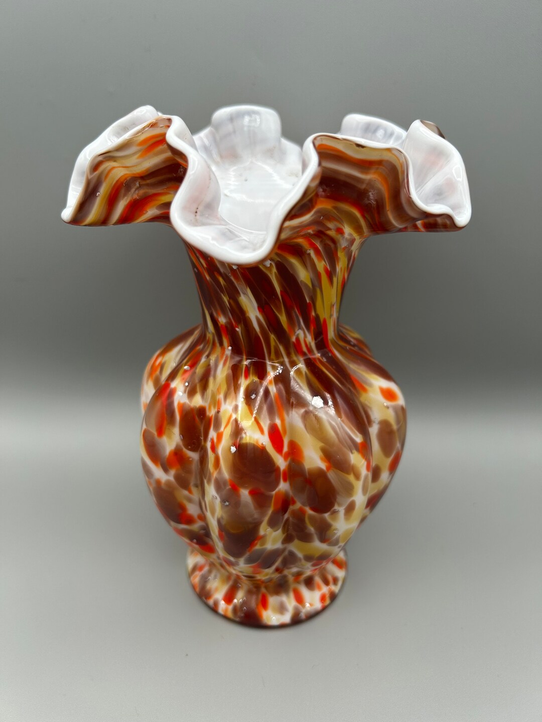 Fenton Vasa Murrhina Autumn Orange Ruffled Large Vase - Etsy