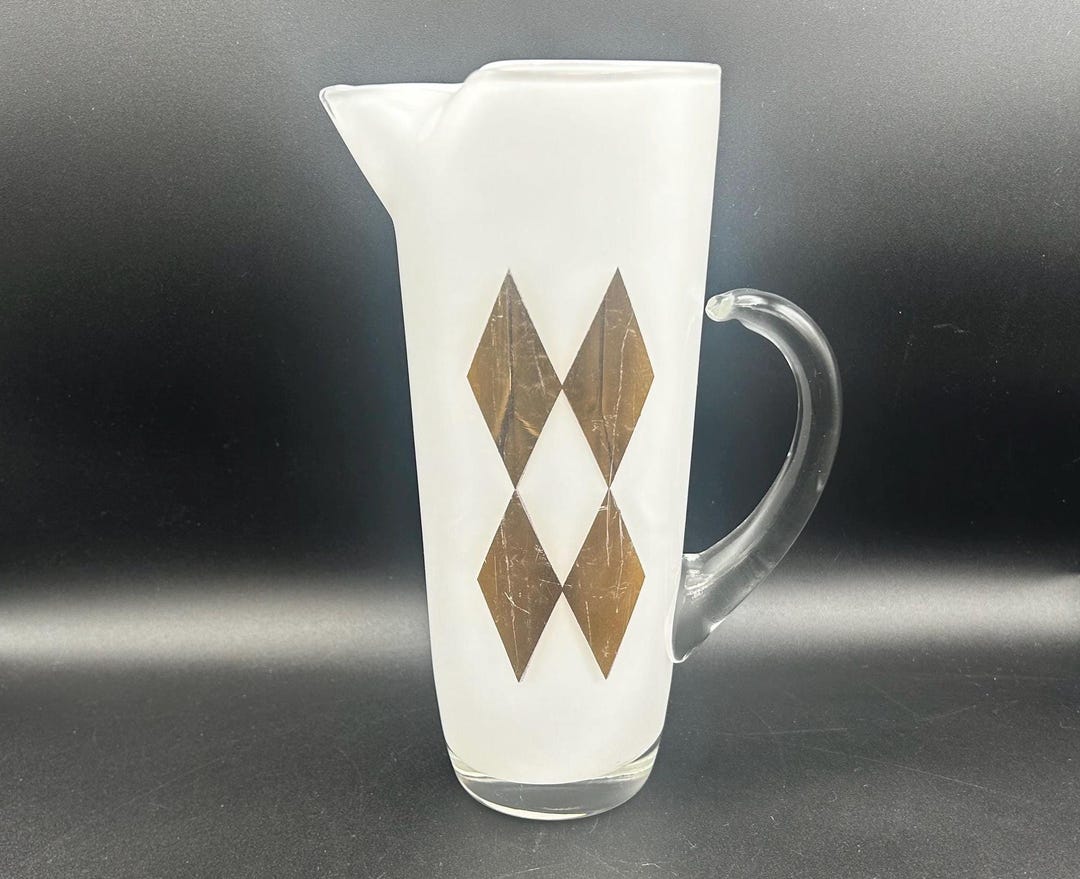 MCM Diamond Pattern Cased Glass Martini Pitcher - Etsy