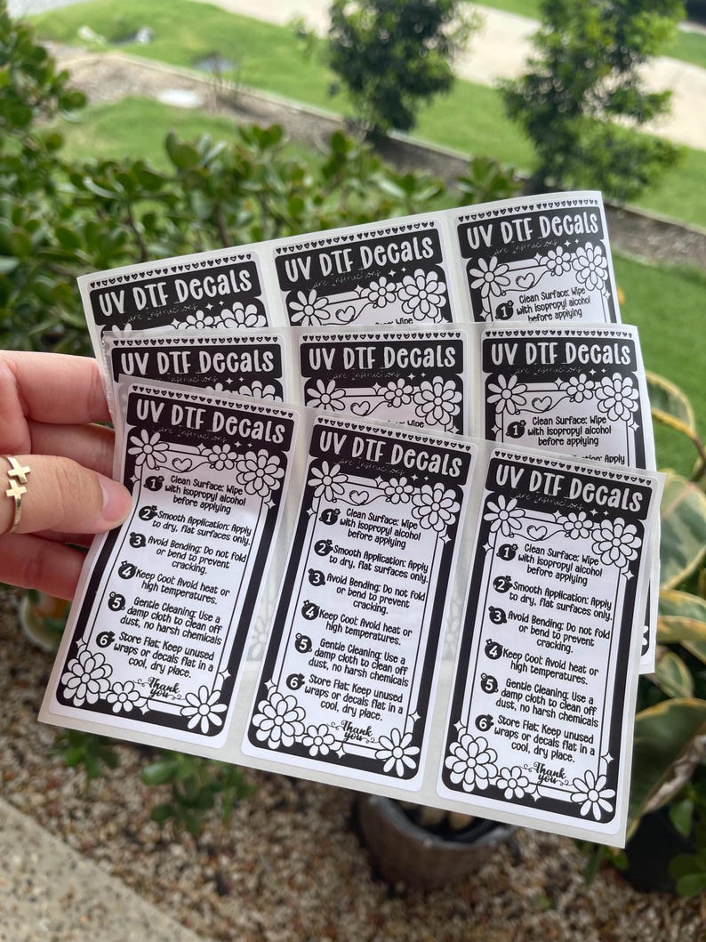 UV DTF Decals/wraps Care Instruction Stickers 100mm X 50mm | Small ...