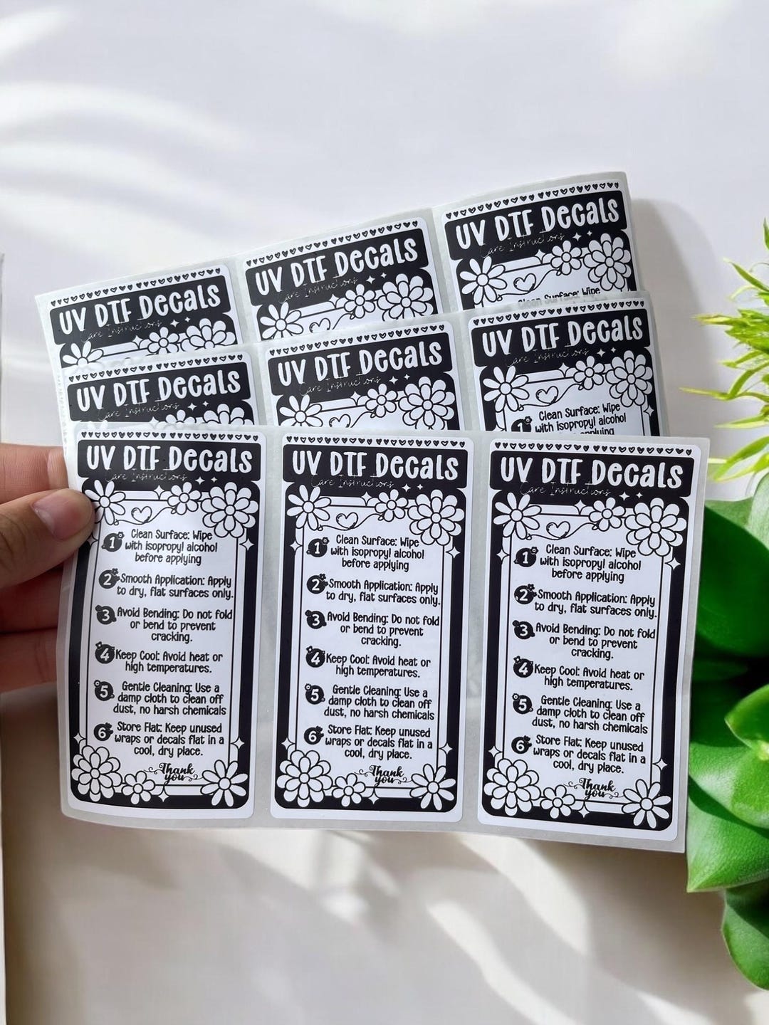 UV DTF Decals/wraps Care Instruction Stickers 100mm X 50mm | Small ...