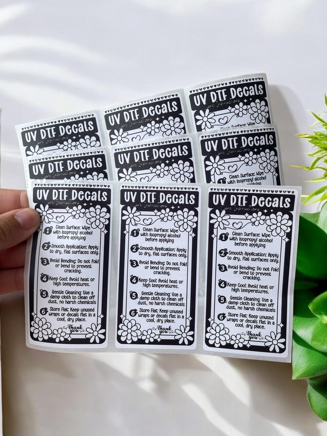 UV DTF Decals/wraps Care Instruction Stickers 100mm X 50mm | Small ...