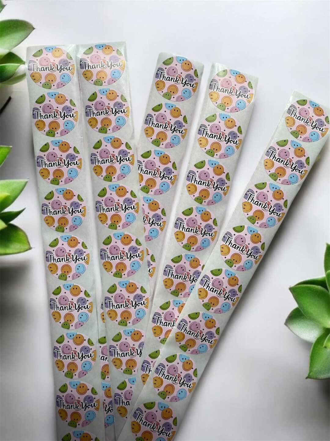 100pcs Pack 25mm Smiley Face Thank You STICKERS | Business Labels ...