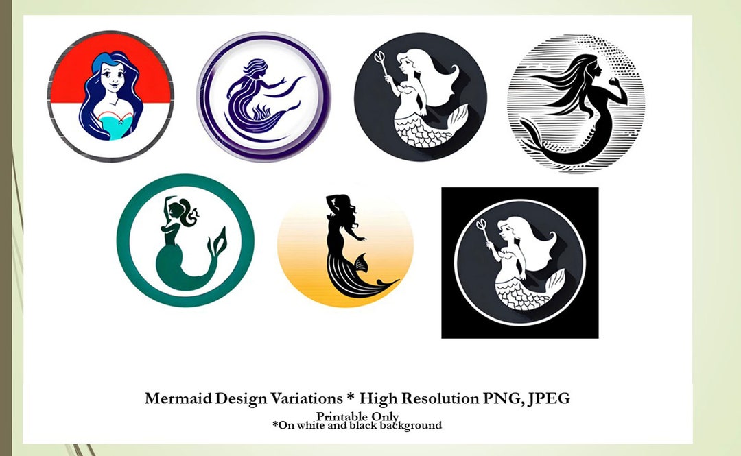 Mermaid Icons Bundle. 18 PNG/JPG Files Digital Download, Printable ...