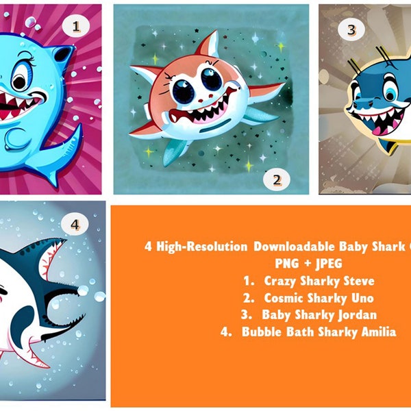 Baby Shark Characters Printable - Etsy