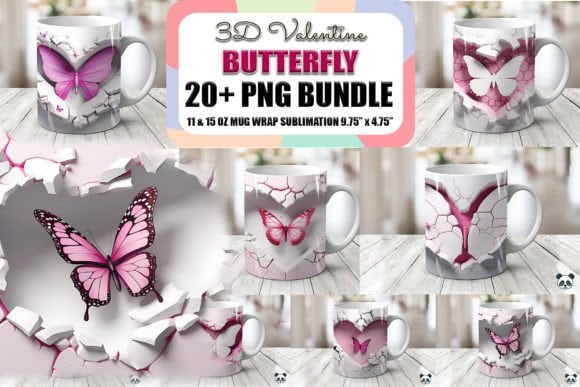 Valentine Butterfly 3D Mug Wrap Bundle ,butterfly Svg , Layered ...