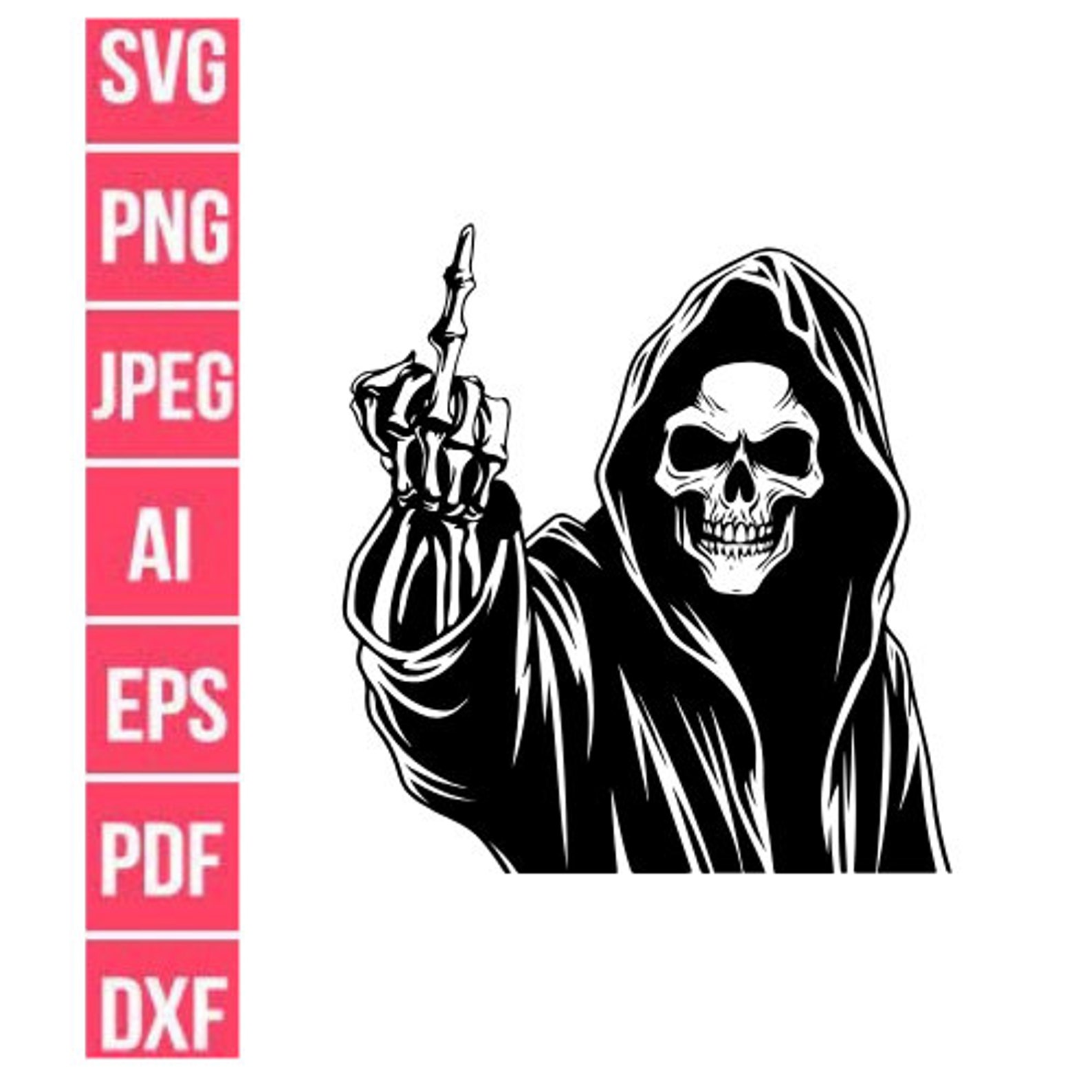 Skeleton Middle Finger SVG, Grim Reaper Middle Finger, Instant Download ...