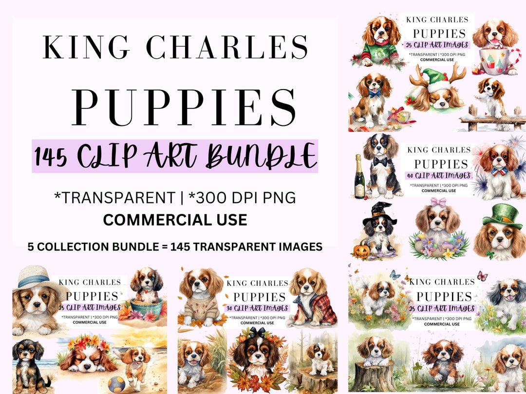 Cavalier King Charles Spaniel Puppies 145 Watercolor Style - Etsy