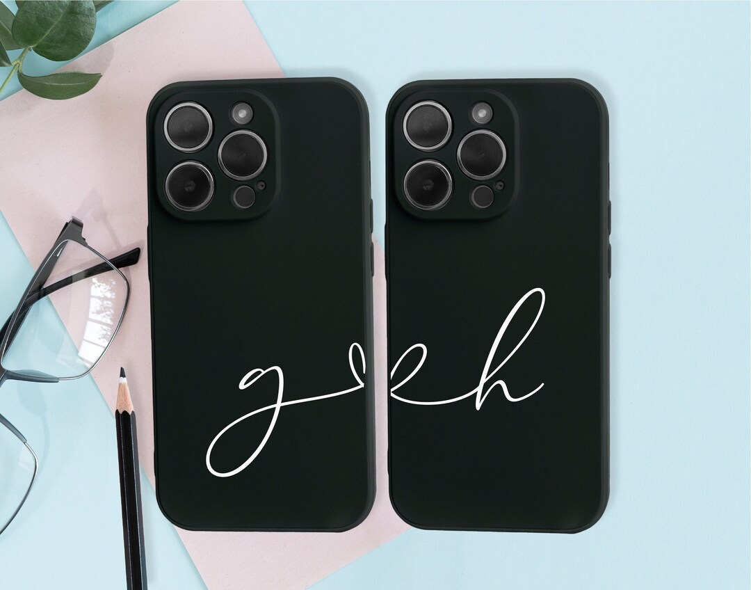 Personalized Set of 2 Matching Phone Cases | Initials & Matching Heart ...