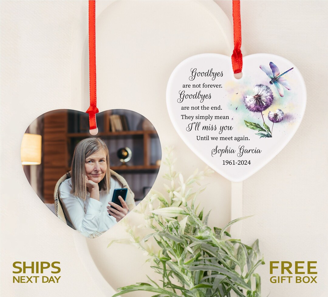 Personalized Memorial Photo Ornament • Double Sided Heart Ornament ...