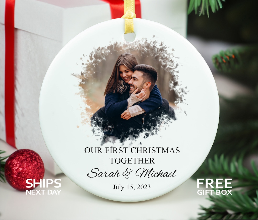 Photo Print Ornament Personalized First Christmas Gift Couple ...