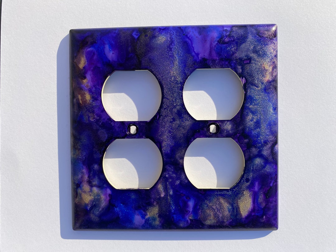 Hand Painted Outlet Cover - Four Plug - Blue/purple - Etsy