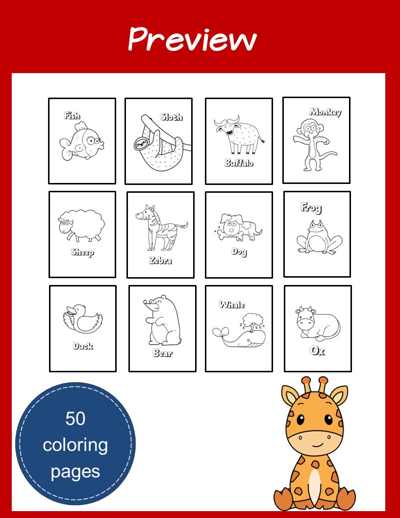 Animal Coloring Pages | Homeschool Coloring Pages - Etsy