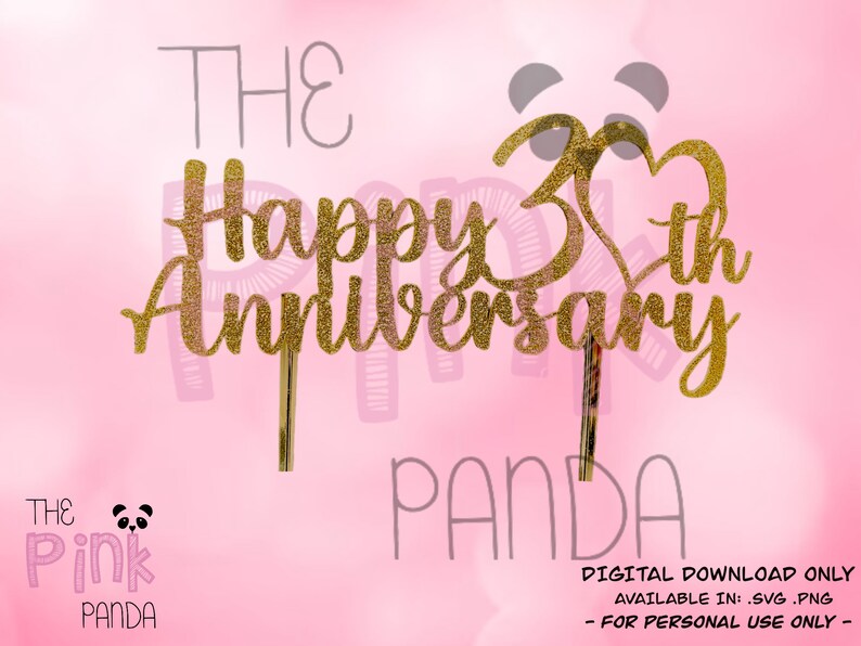 SVG File: Happy 30th Anniversary Cake Topper Template - Cricut ...