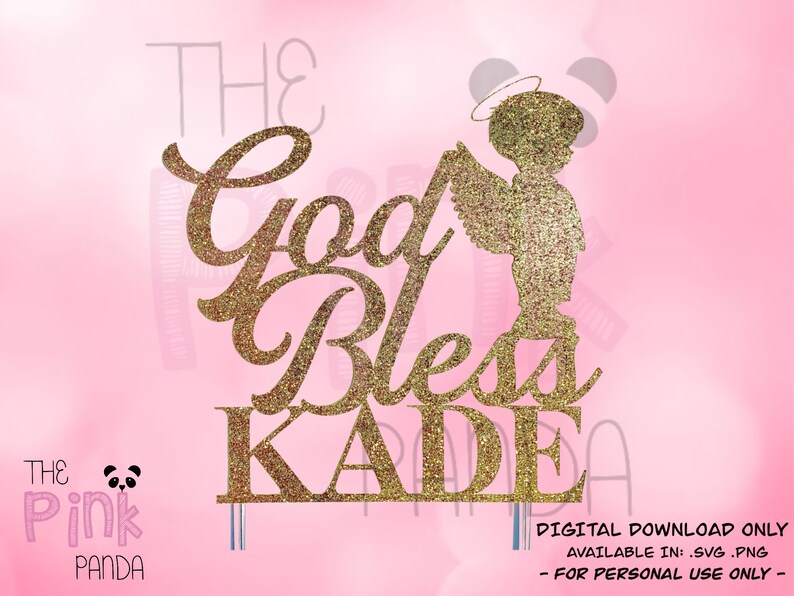 SVG File: Baptism God Bless Cake Topper Template Cricut, Silhouette ...