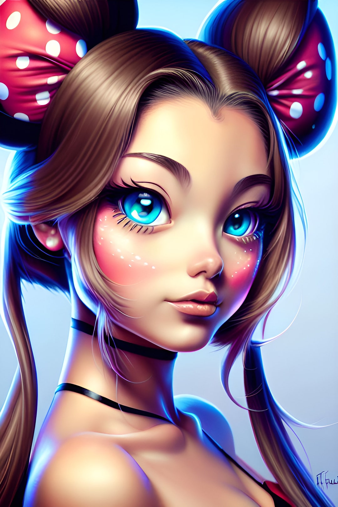 Anime Minnie Mouse Ai Generated Artwork Etsy